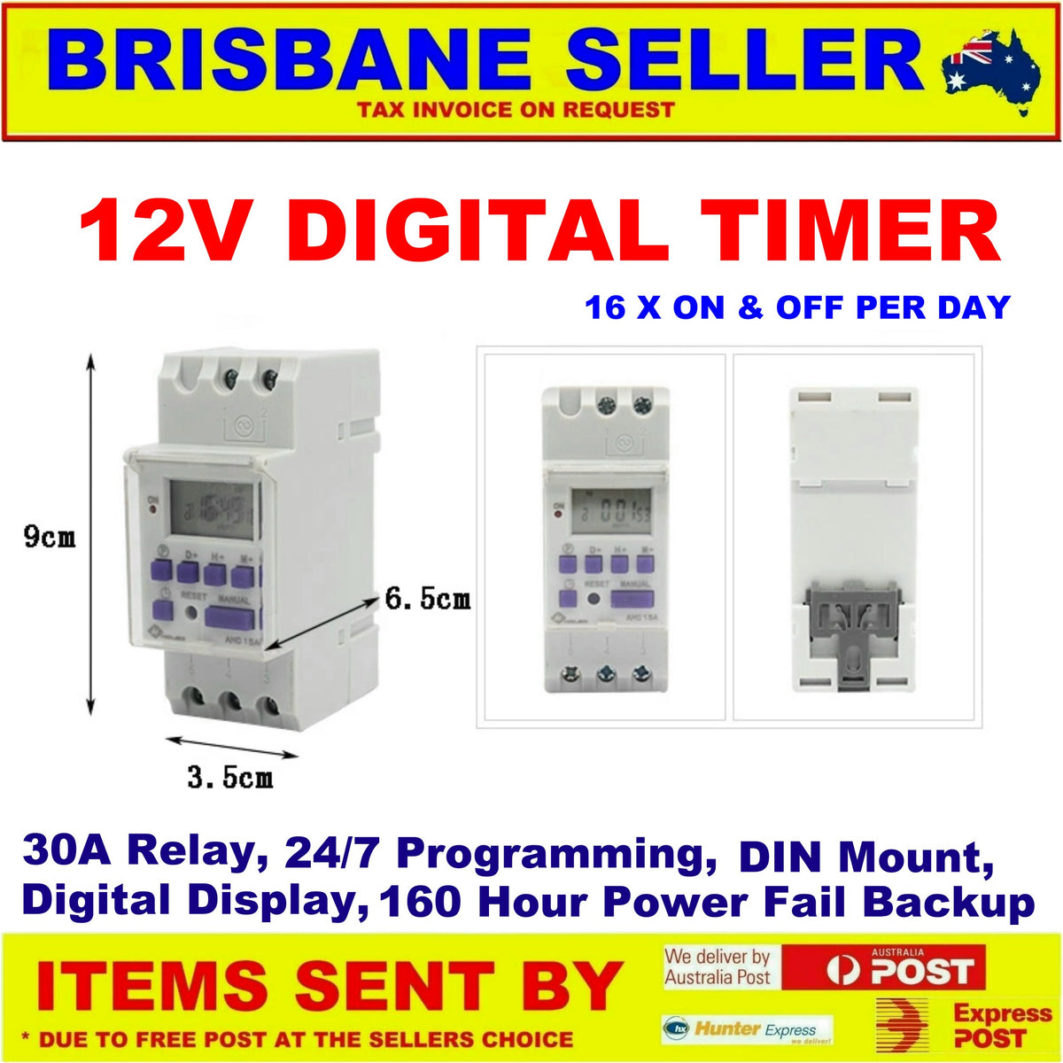 Timers Digital Programmable 12v 30A Relay17 Settings LCD Din Mounted B ...