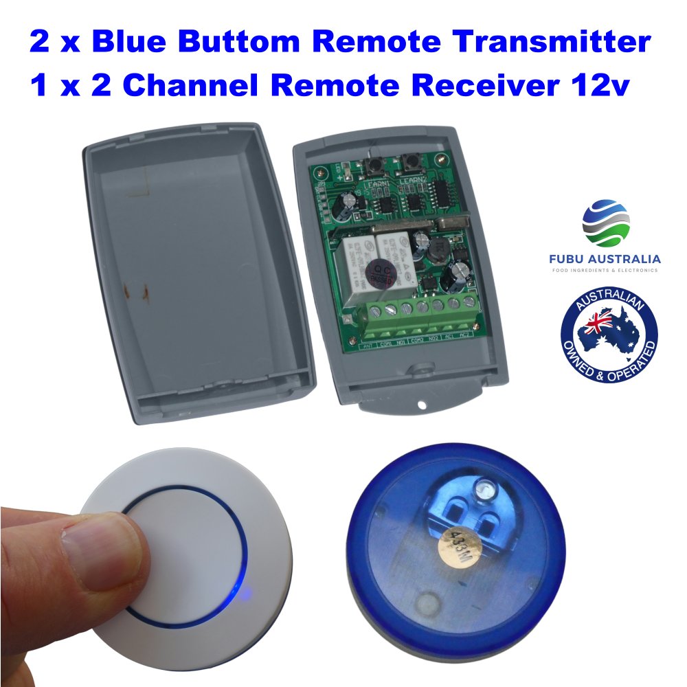 Remote Control Transmitter / Receiver 2 Channel with 2 x Mini Round Bu ...